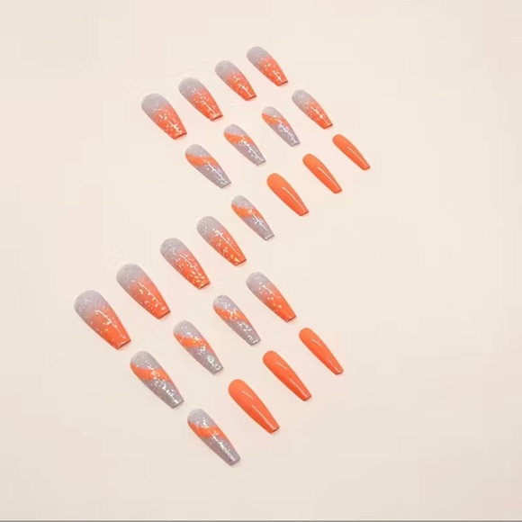 NEW BRAND | Makeup | New Extra Long Ballerina Orange Gradient Press On ...